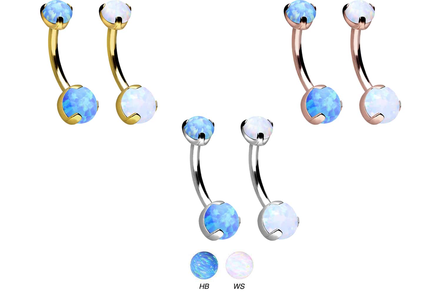 Titan Mini Bananabell mit Innengewinde SYNTHETISCHE OPALE | PIERCINGLINE